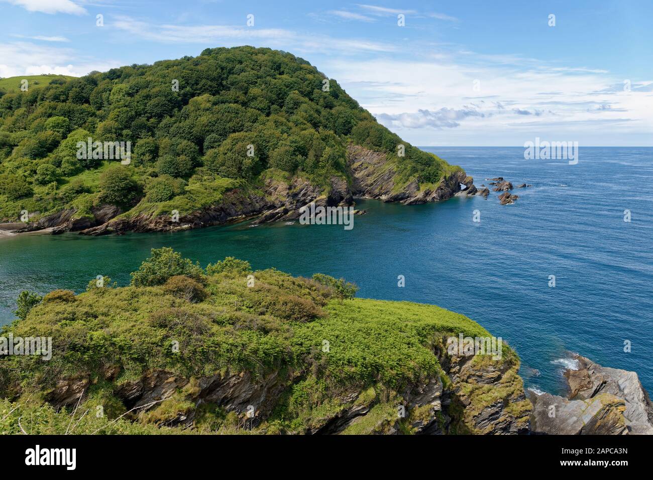 Beacon Point and Hele Bay near Ilfracombe, North Devon Coast, UK Stock ...