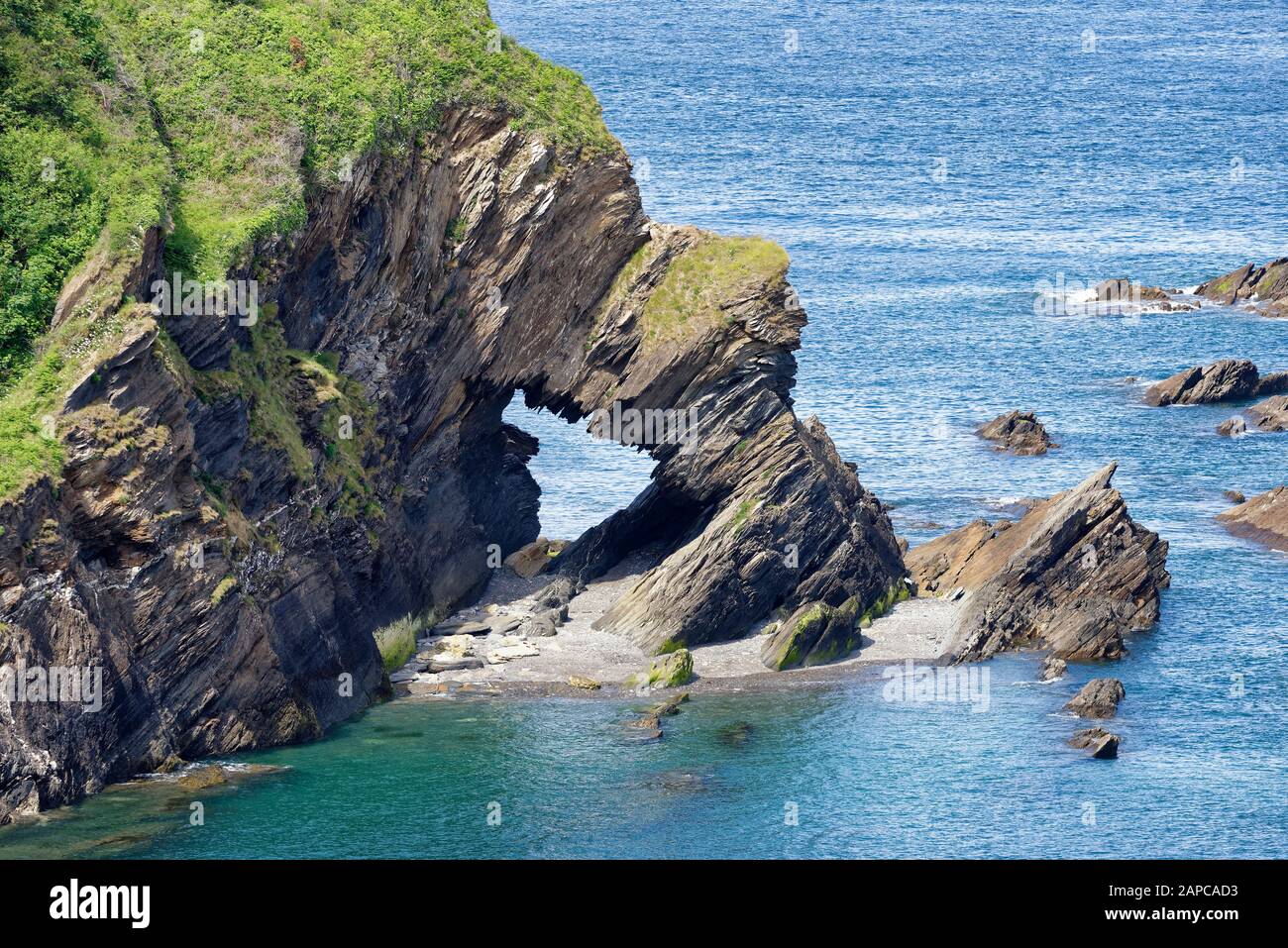 Natural Rock Arch at Beacon Point, Hele Bay near Ilfracombe, North ...