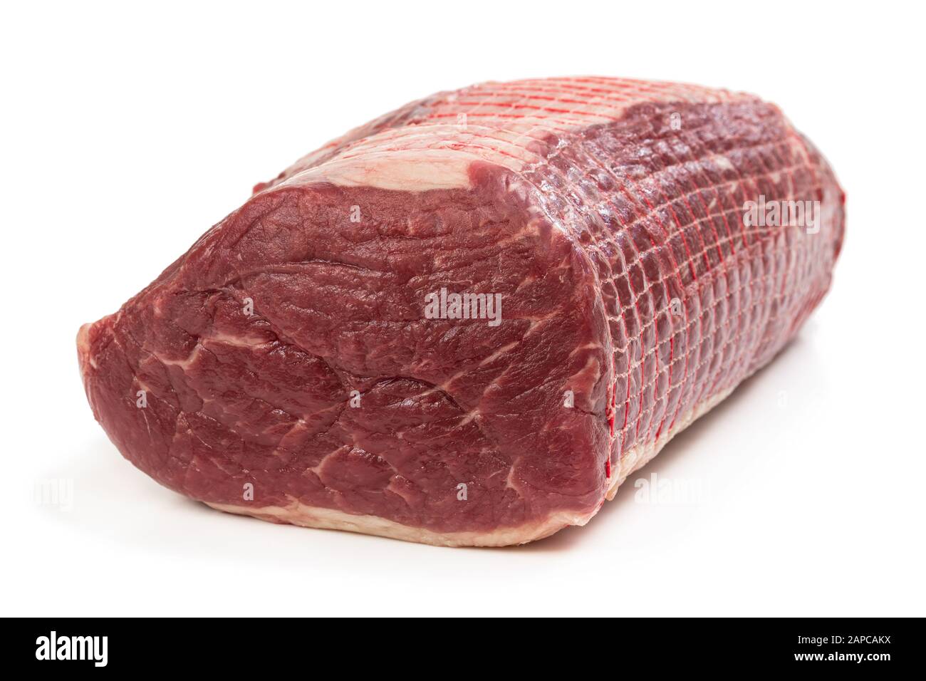 netted pack of raw meat package isolated on white background Stock ...