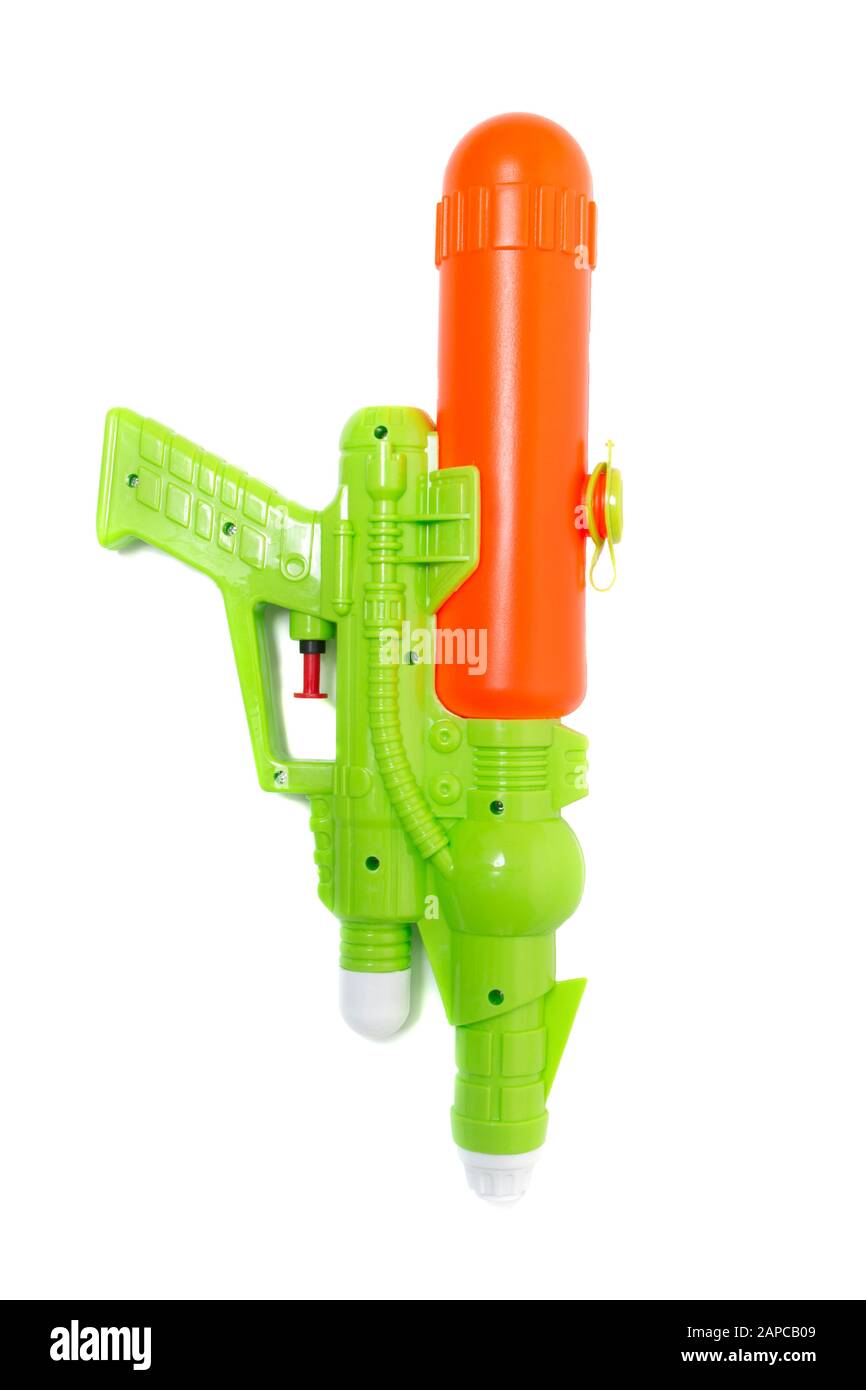 Colorful plastic water gun isolated on a white background Stock Photo ...
