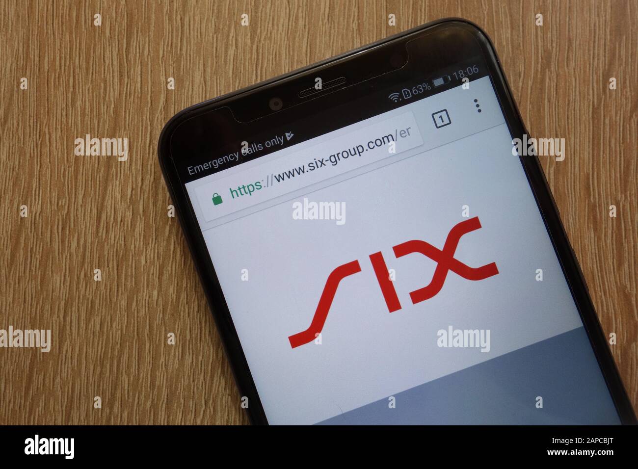 SIX Group official website displayed on a modern smartphone Stock Photo ...