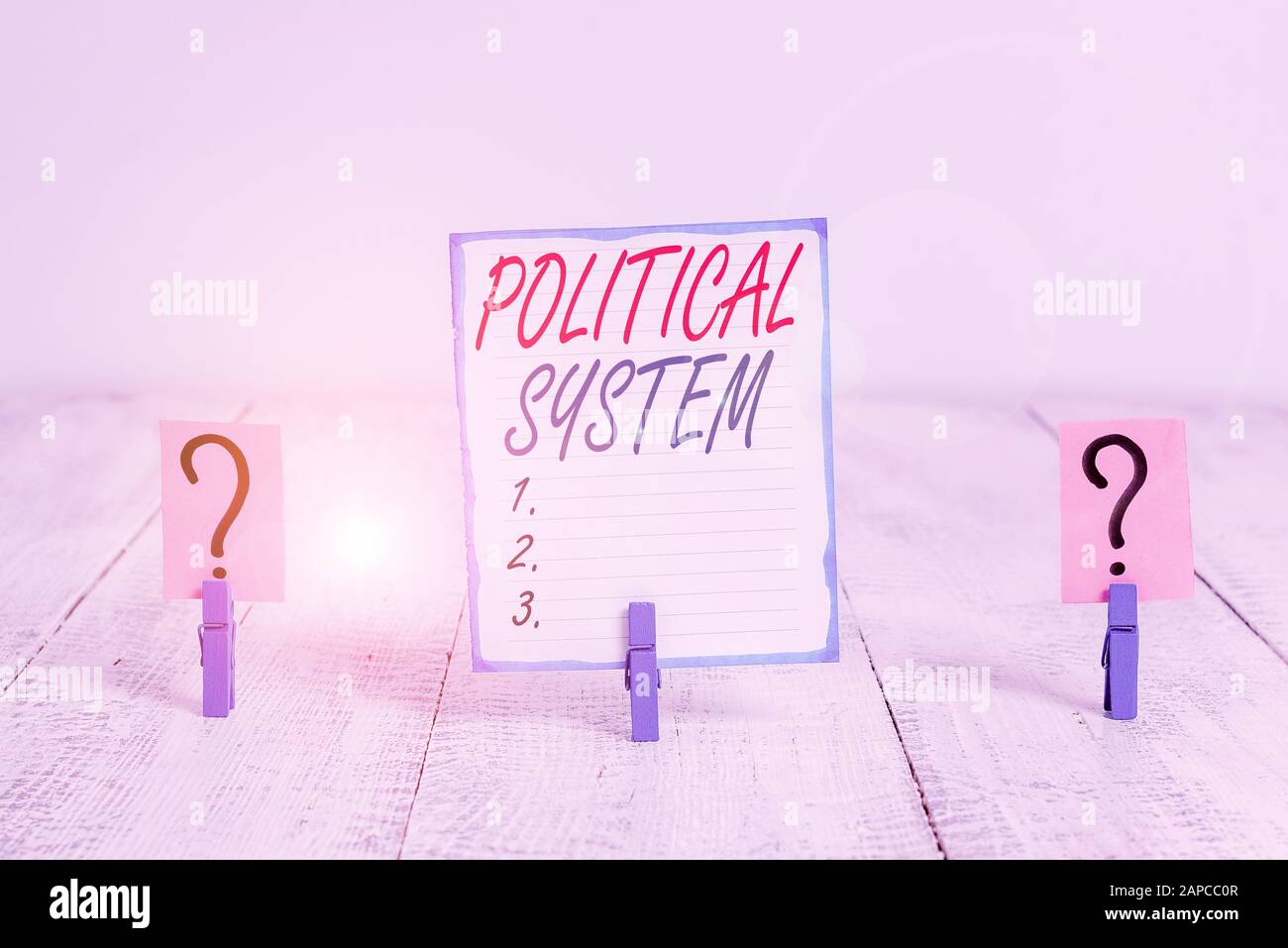 Writing note showing Political System. Business concept for the process ...