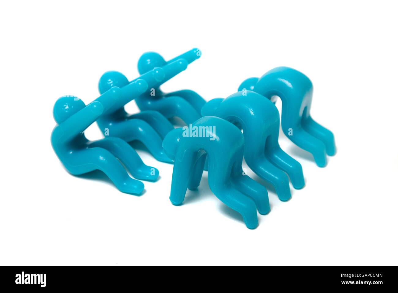 View of abstract health gym type exercise figures on a white background ...