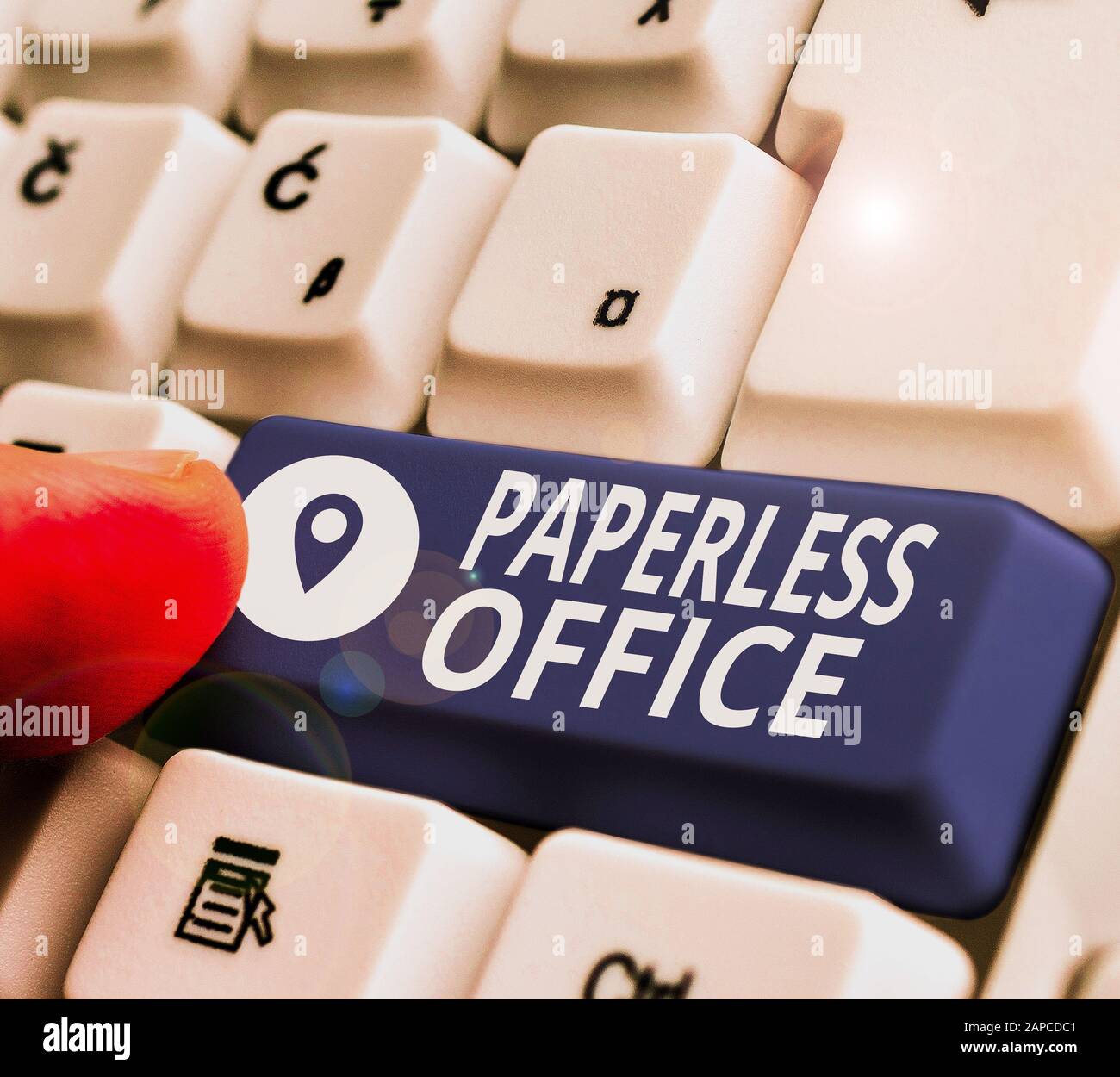 Handwriting text writing Paperless Office. Conceptual photo work ...