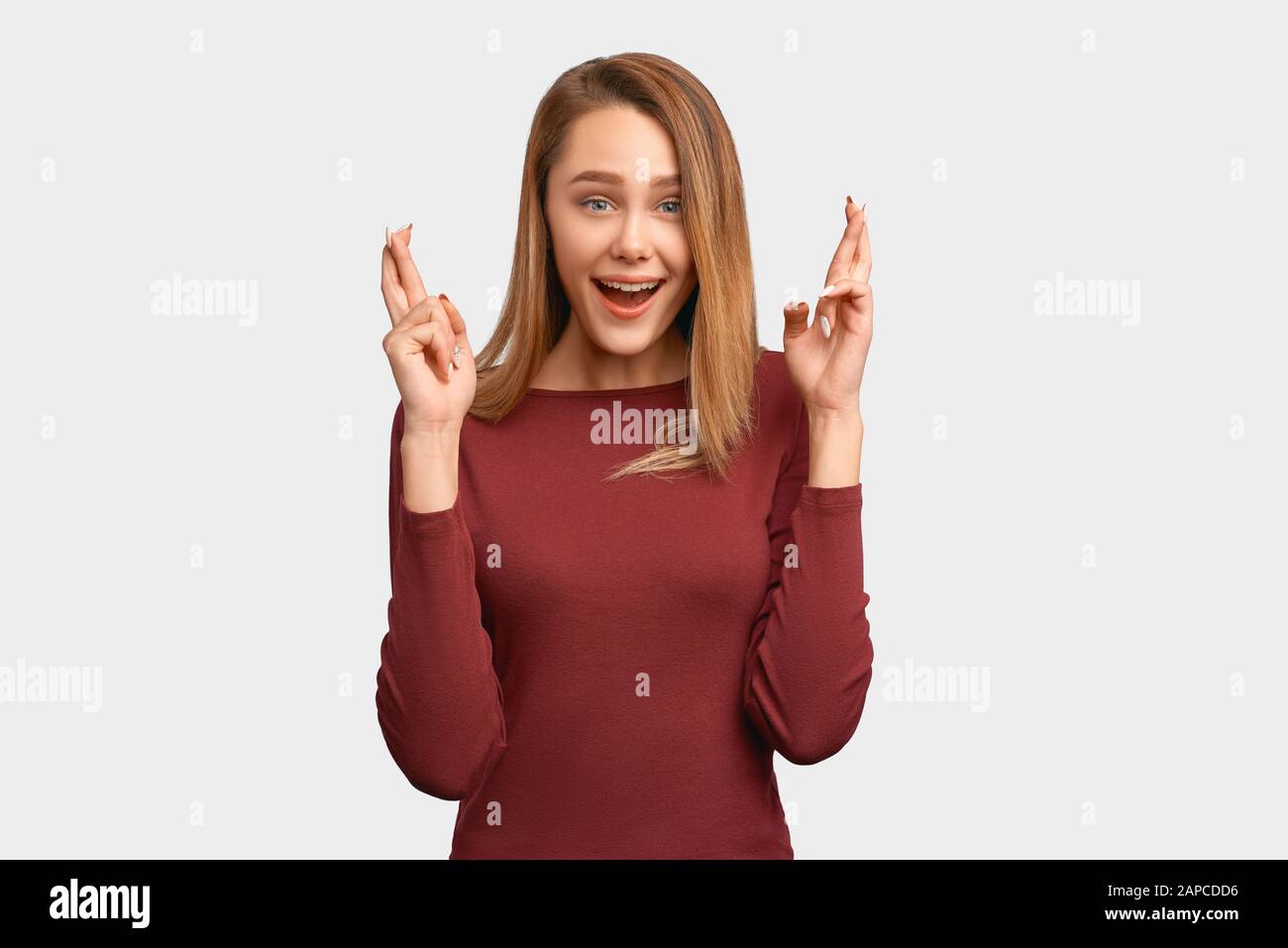 female with pleasant appearance and broad smile Stock Photo - Alamy