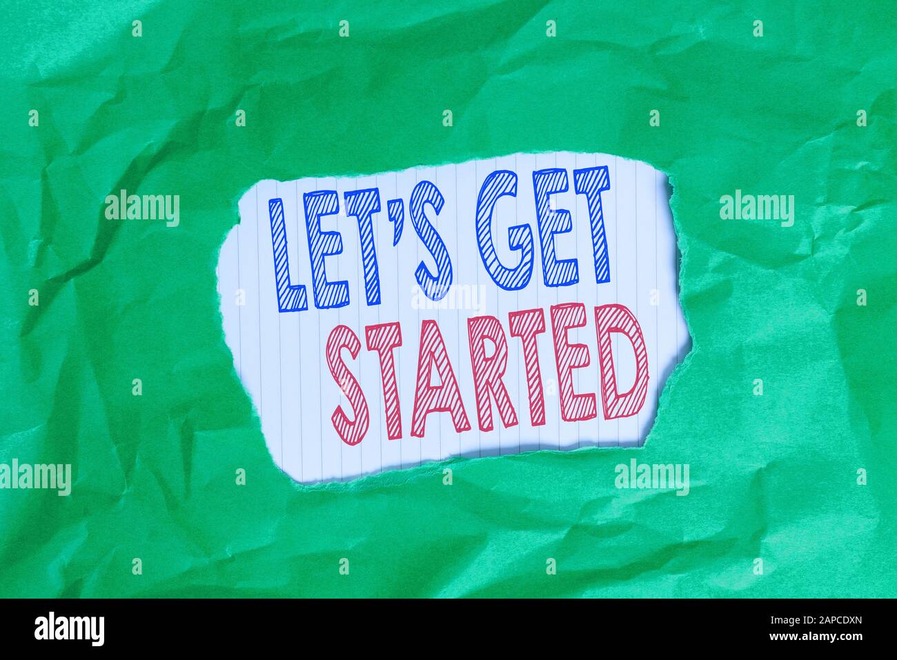 Writing note showing Let S Is Get Started. Business concept for to ...
