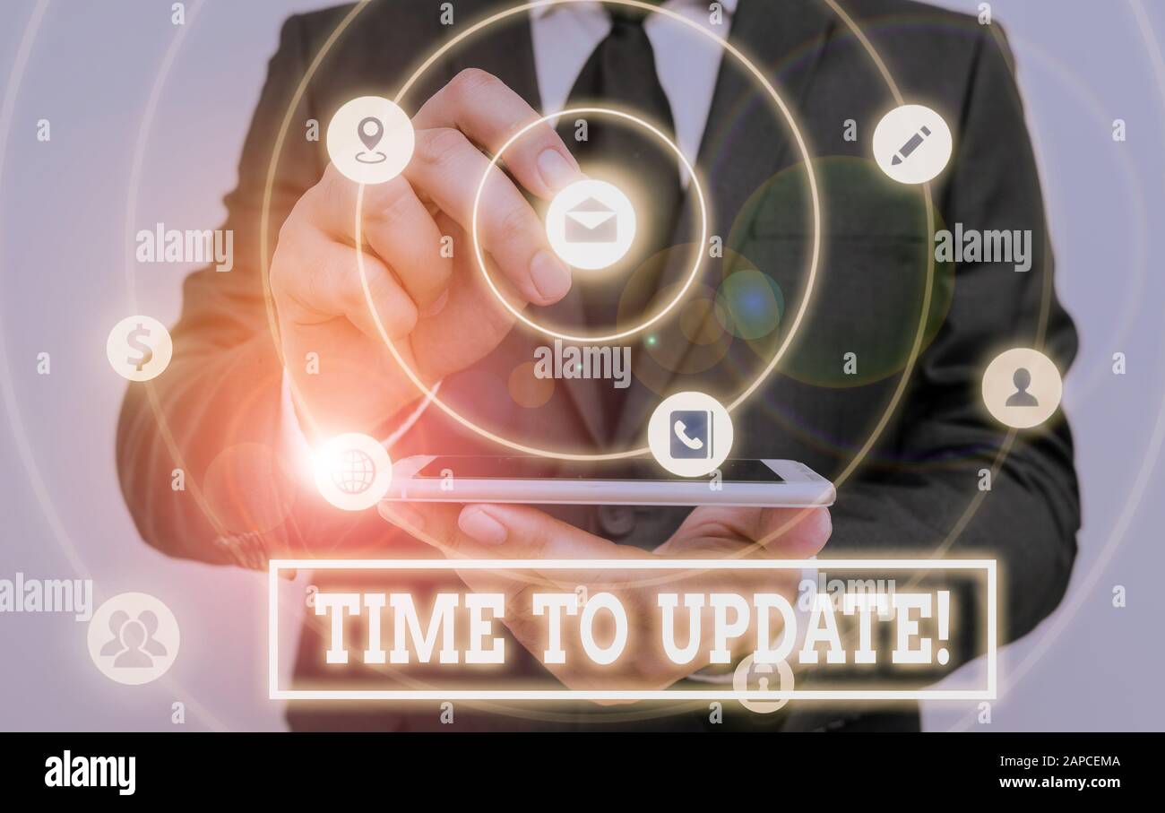 Writing note showing Time To Update. Business concept for the act of ...