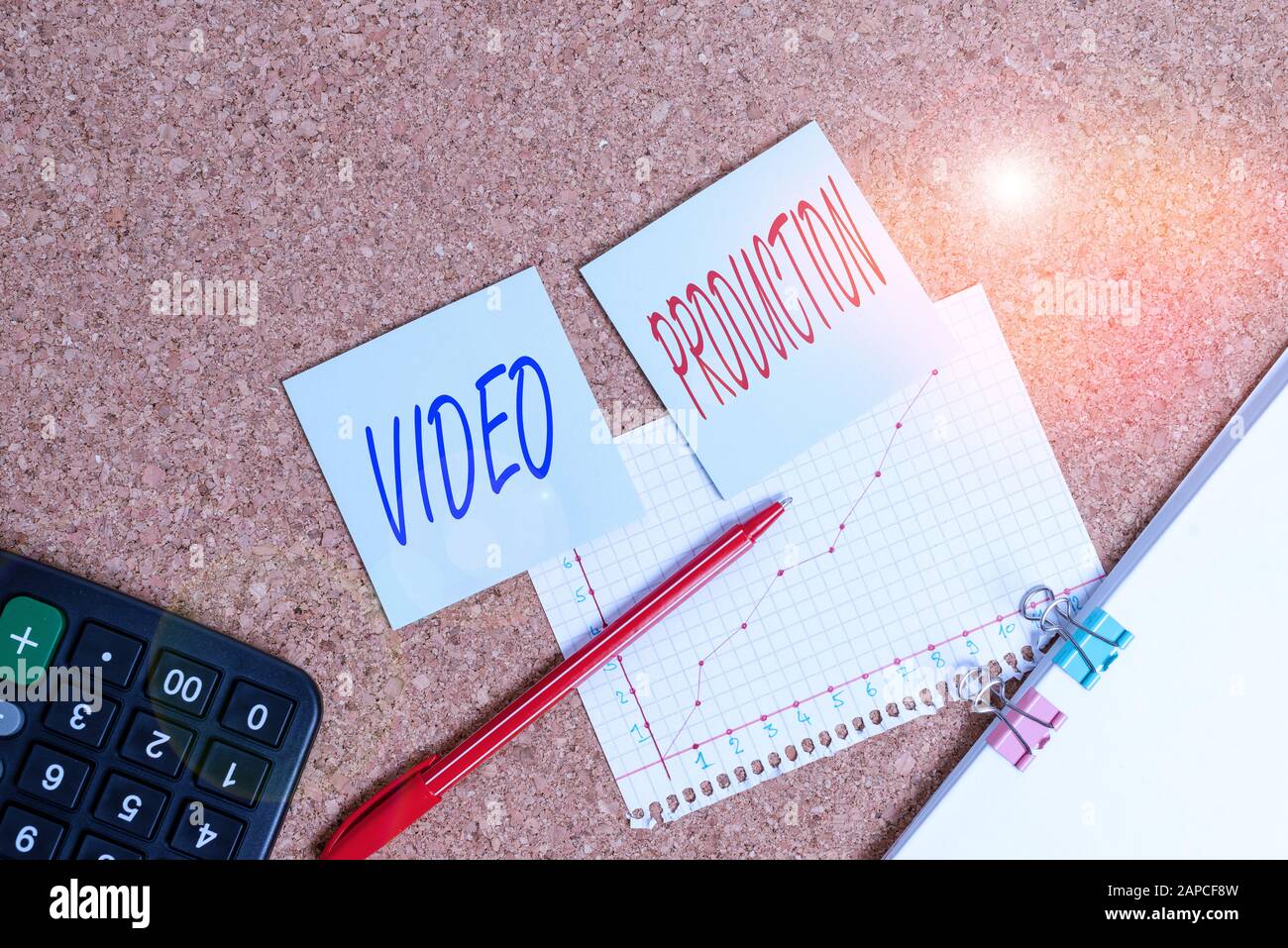 Writing note showing Video Production. Business concept for process of ...