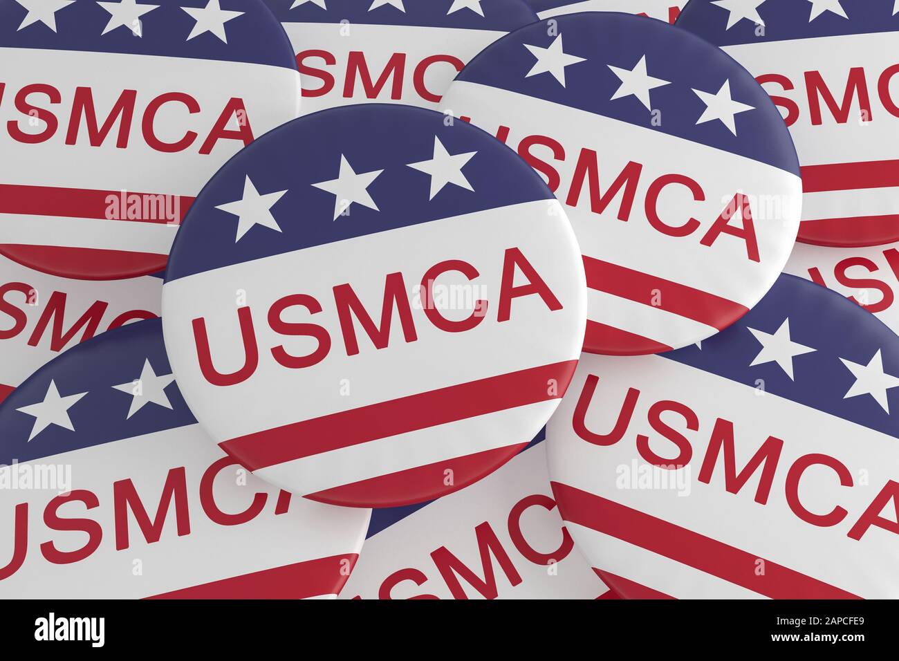 United States-Mexico-Canada Agreement Badges: Pile of USMCA Buttons ...