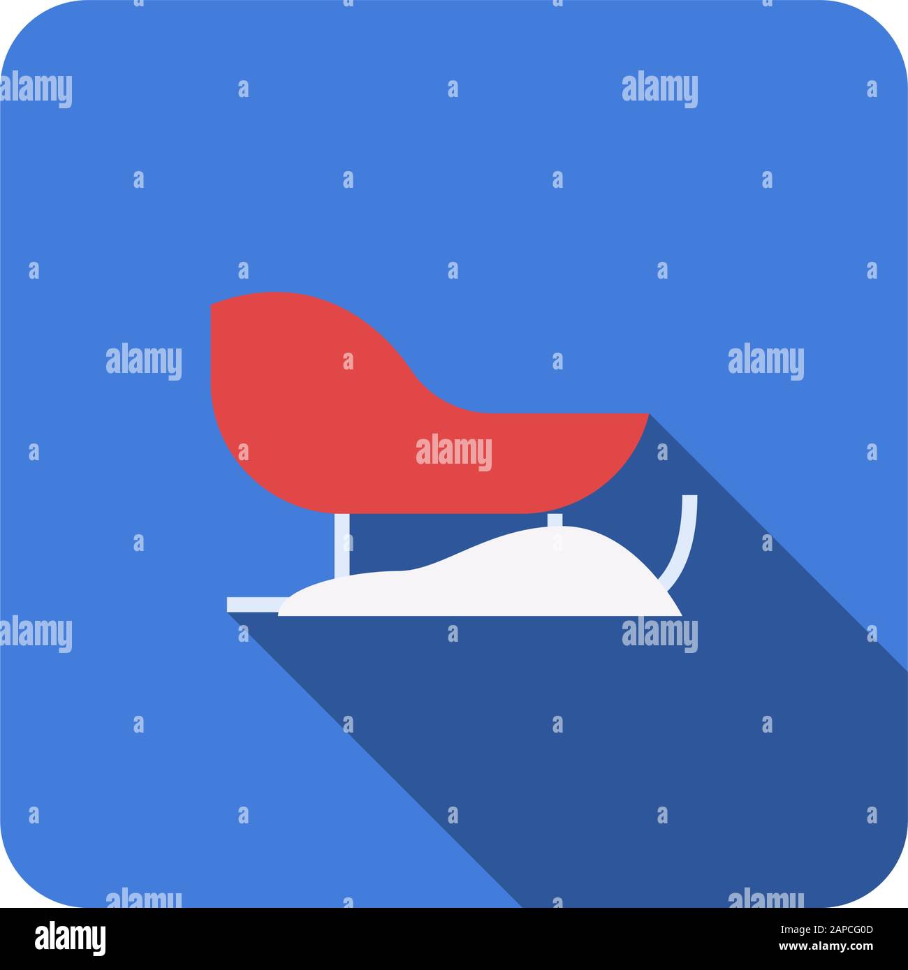 Snow sled illustration vector design flat icon with long shadow Stock ...