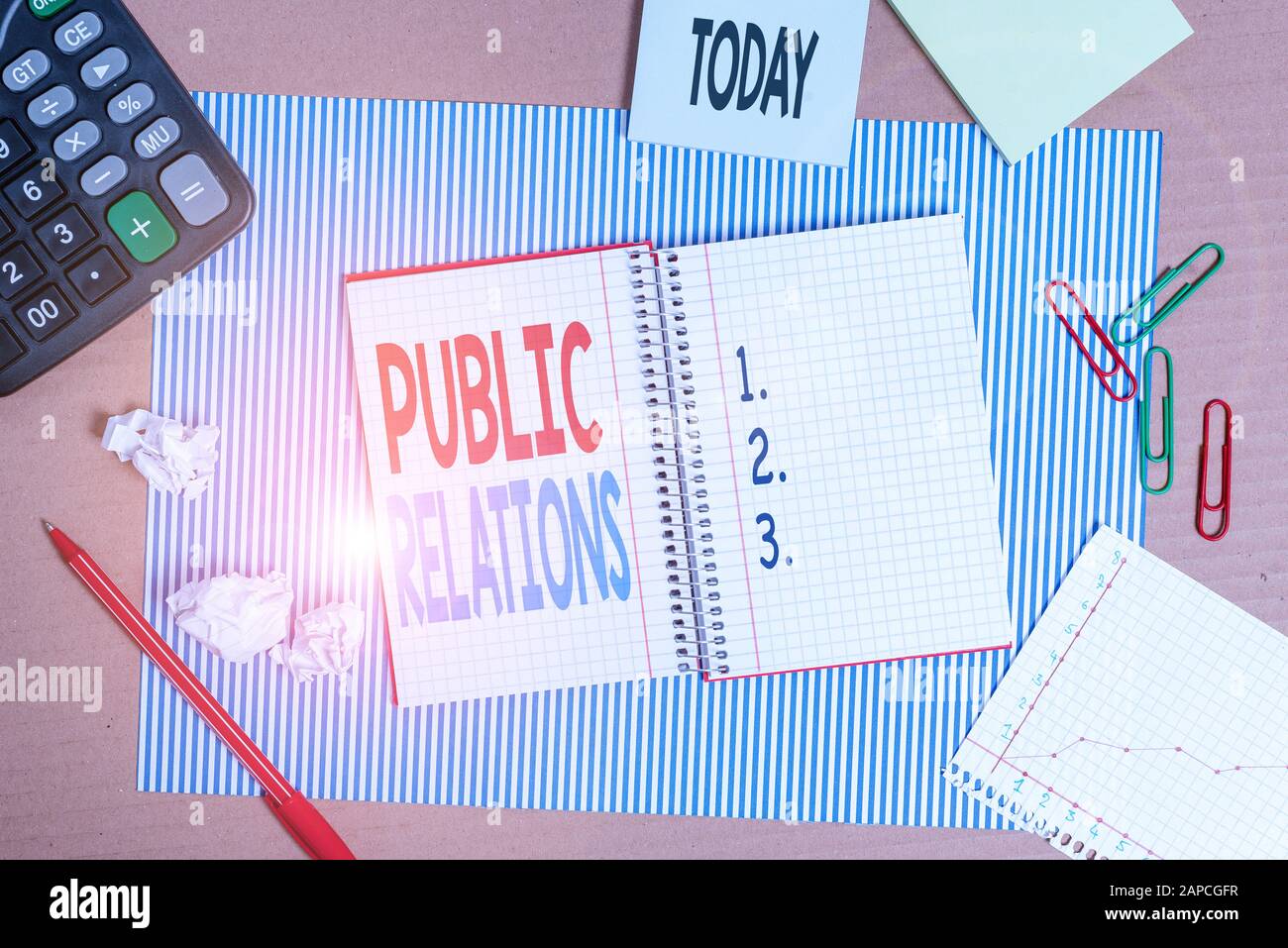 Writing note showing Public Relations. Business concept for state of ...