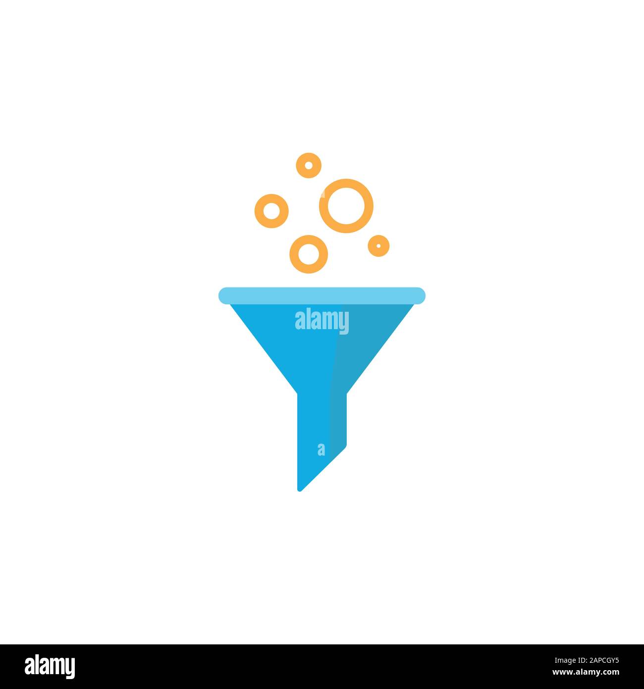 Blue Data Filter With Filtering Circles Flat Data Funnel Icon Isolated On White Background
