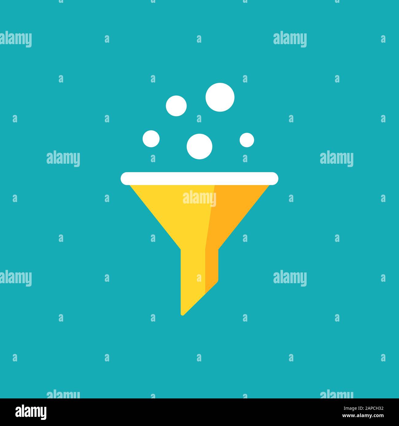 orange data filter with filtering circles. flat data funnel icon ...