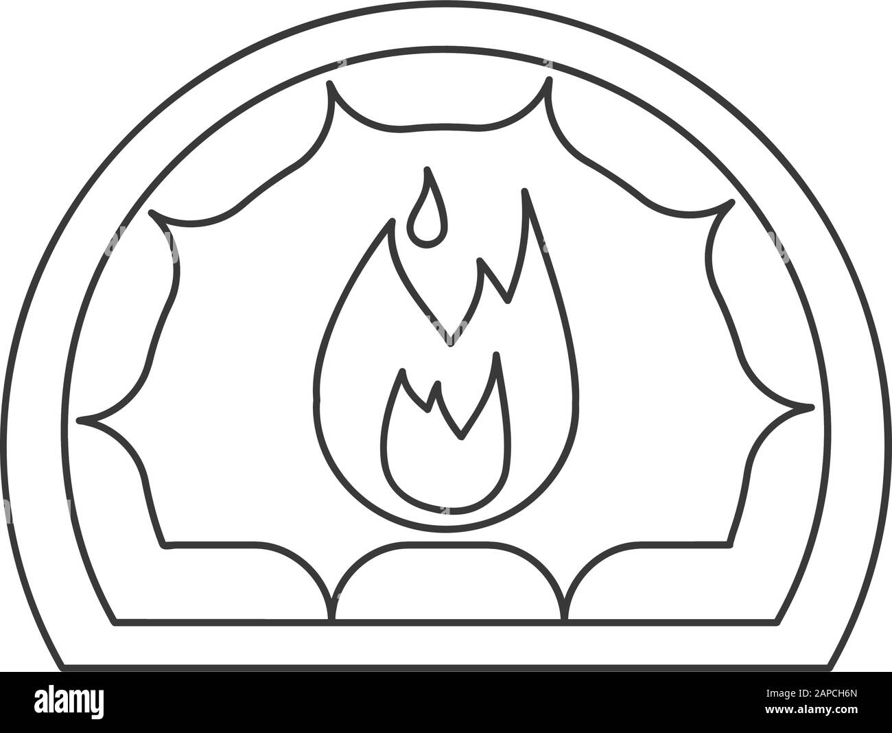 Hearth icon with fire in vector line drawing Stock Vector Image & Art ...