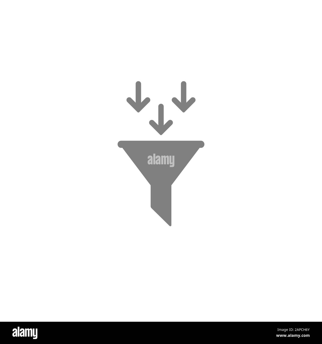 grey data filter with three arrows. Flat data funnel line icon ...