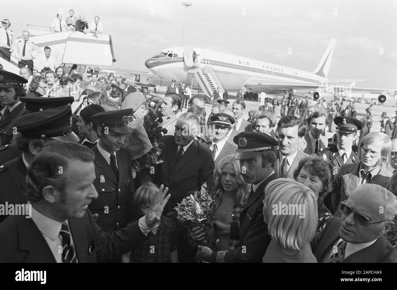 Arrival Transavia crew with French Boeing 707 at Schiphol Airport ...