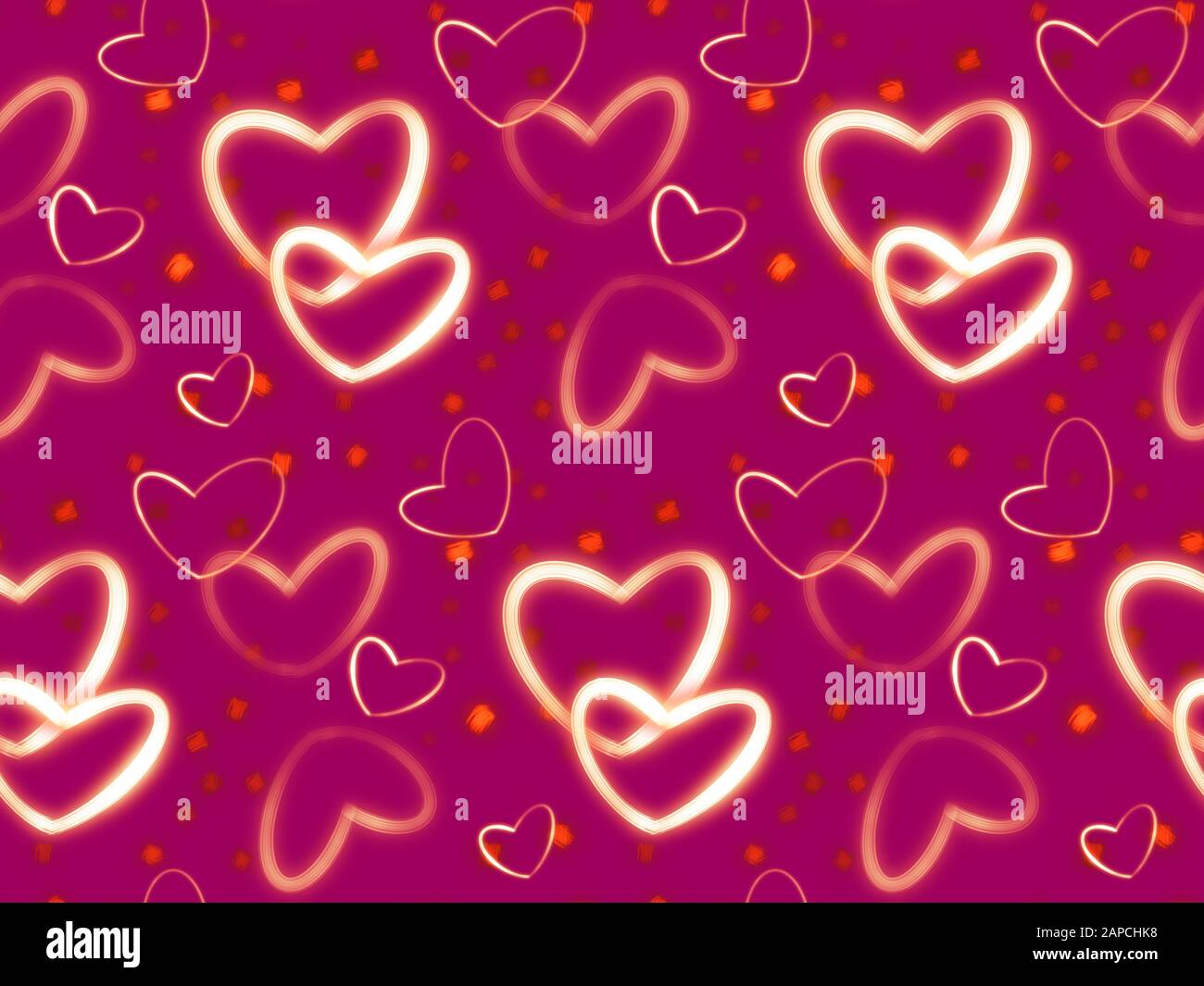Valentines Day seamless background with with luminescent hearts Stock ...