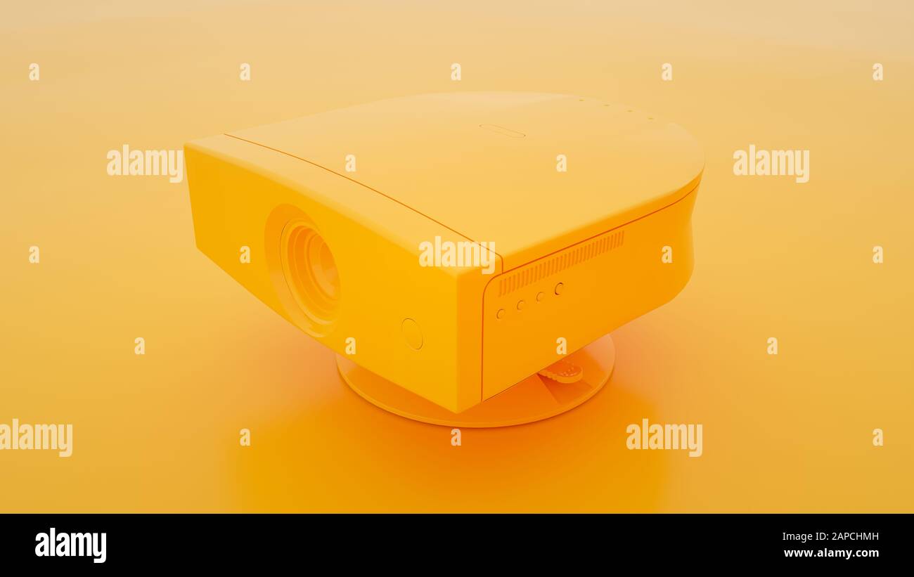 Multimedia Projector on yellow background. 3d illustration Stock Photo ...