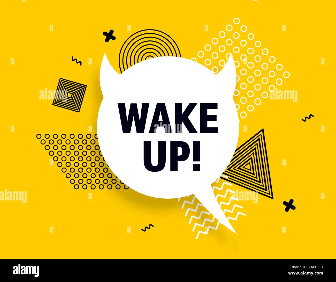 Wake Up speech bubble banner pop art memphis style Stock Vector Image ...