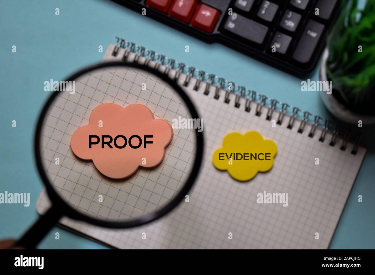 Proof and Evidence write on a book isolated on office desk Stock Photo ...
