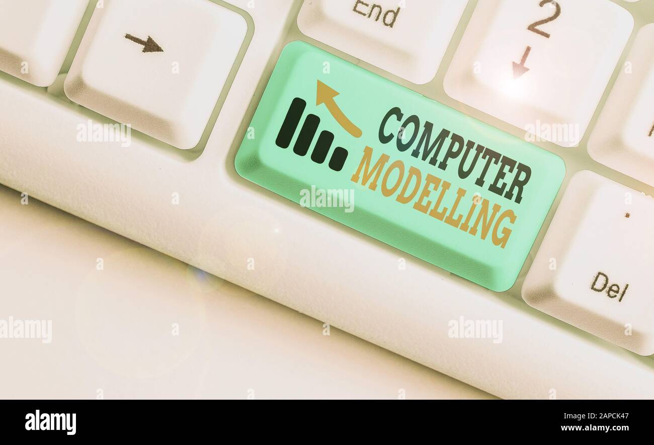 Writing note showing Computer Modelling. Business concept for using a ...