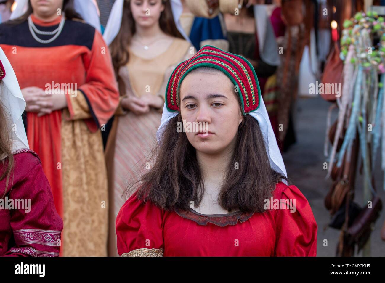 PADERNE, PORTUGAL - January 1st, 2020: Medieval costume characters in ...