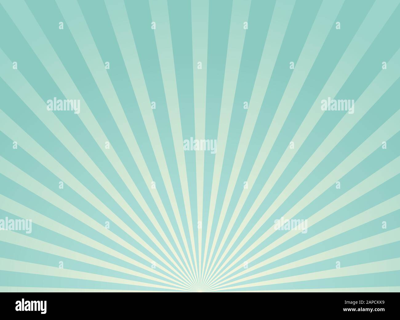 Sunlight wide retro faded background. Turquoise and beige color burst ...
