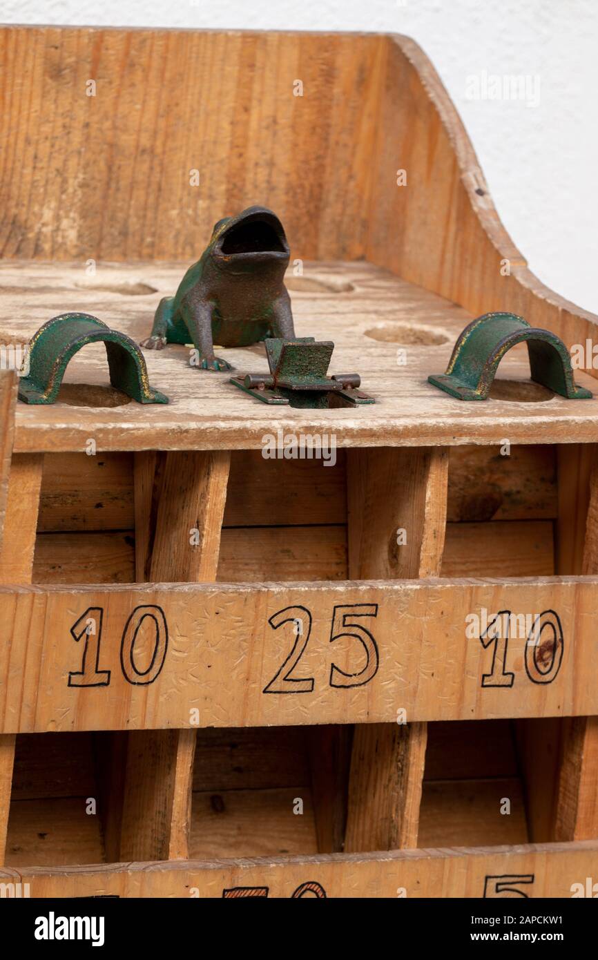 old traditional throwing game at display on a medieval fair Stock Photo ...