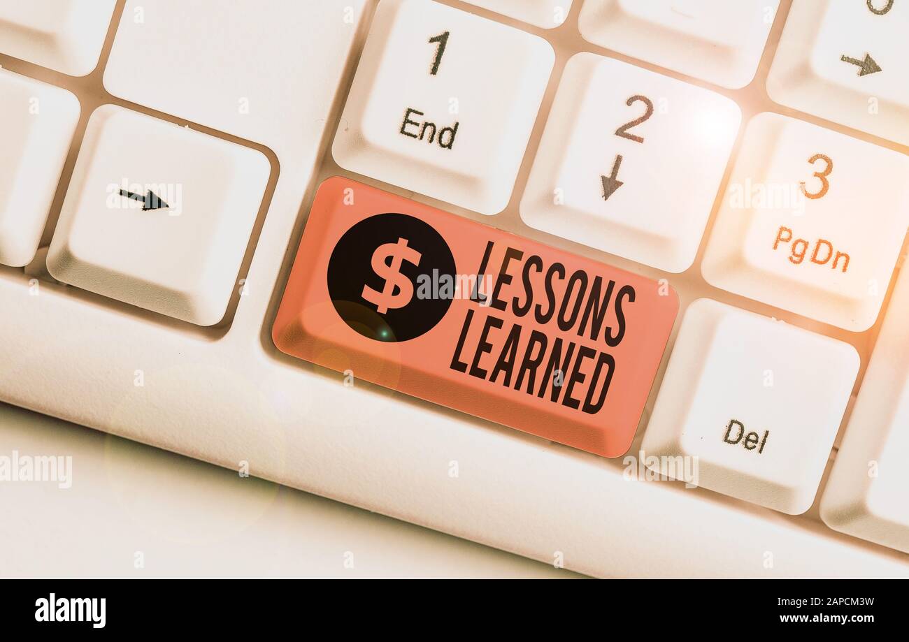 Word writing text Lessons Learned. Business photo showcasing the knowledge or understanding ...