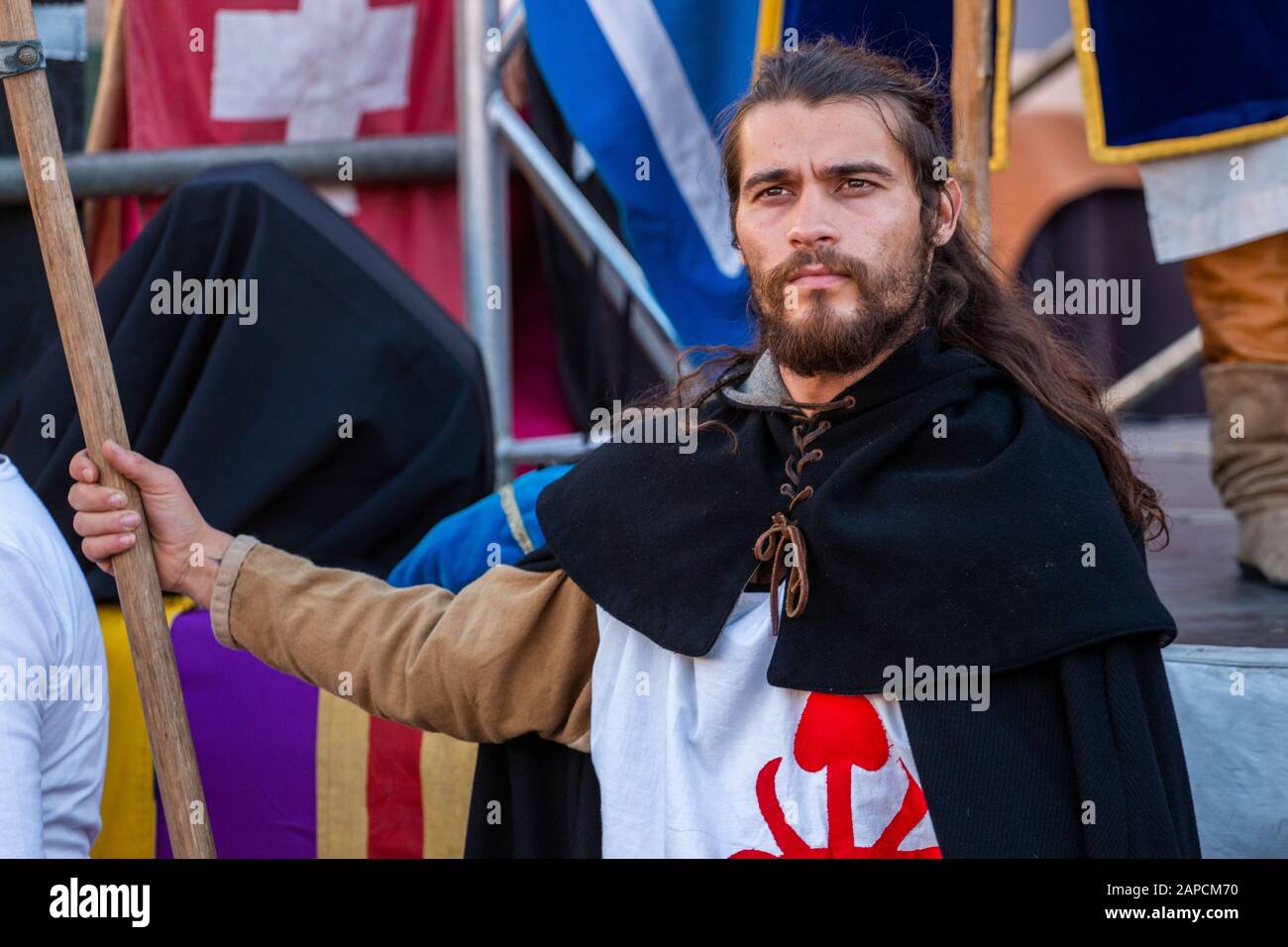 PADERNE, PORTUGAL - January 1st, 2020: Medieval costume characters in ...