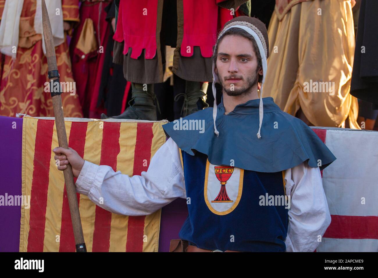 PADERNE, PORTUGAL - January 1st, 2020: Medieval costume characters in ...