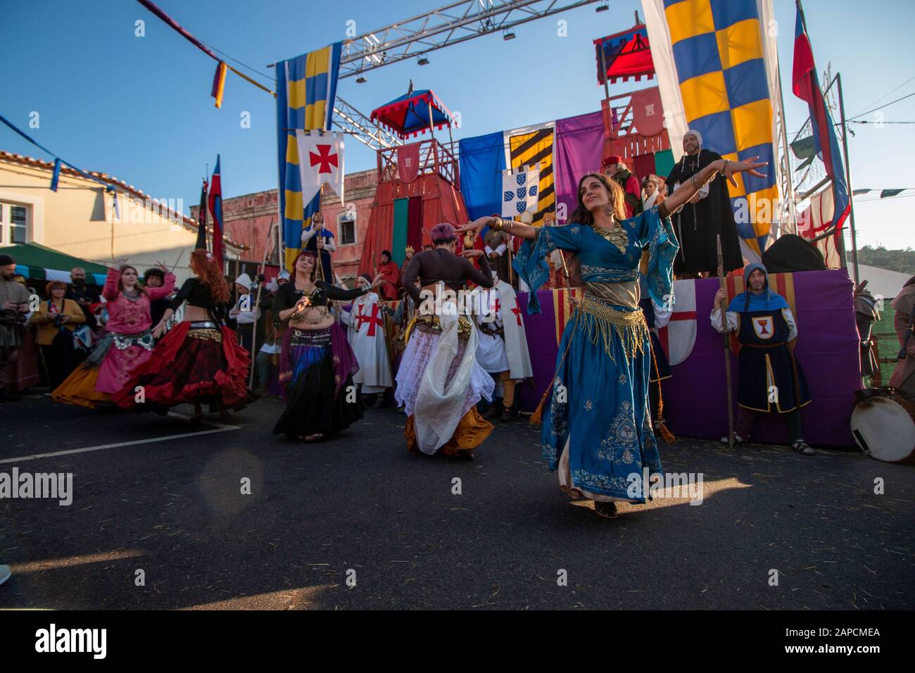 PADERNE, PORTUGAL - January 1st, 2020: Medieval costume characters in ...