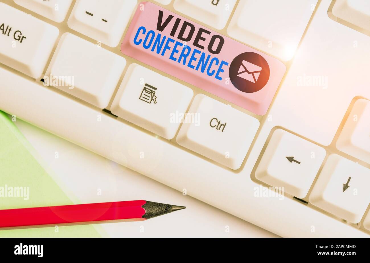Writing note showing Video Conference. Business concept for showing in ...