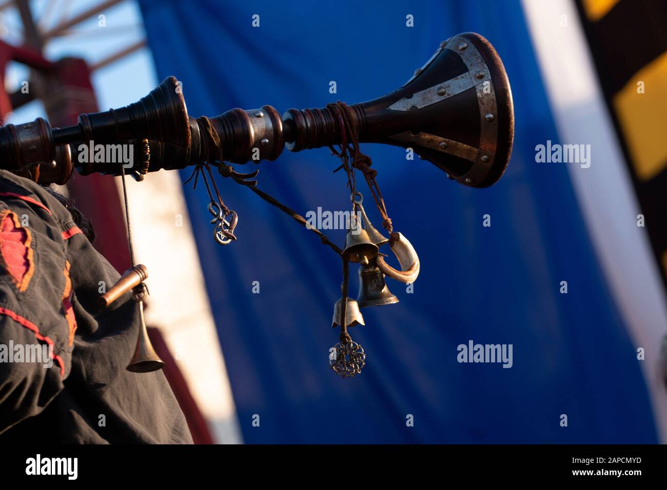Cool detailed medieval type bagpipe musical instrument Stock Photo - Alamy