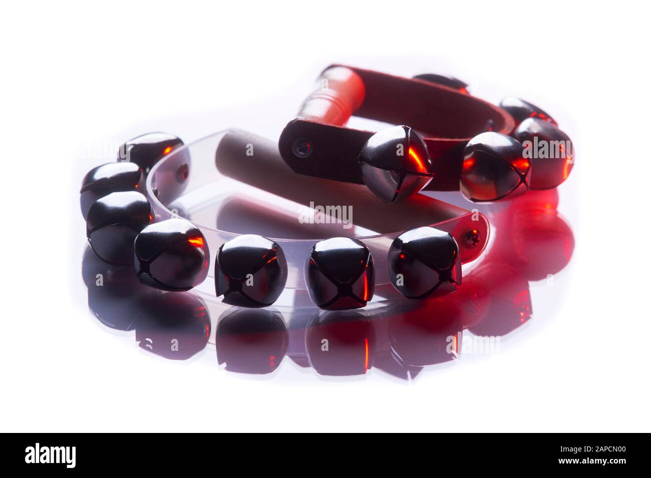 Hand bells musical instrument for ringing on a white background Stock ...