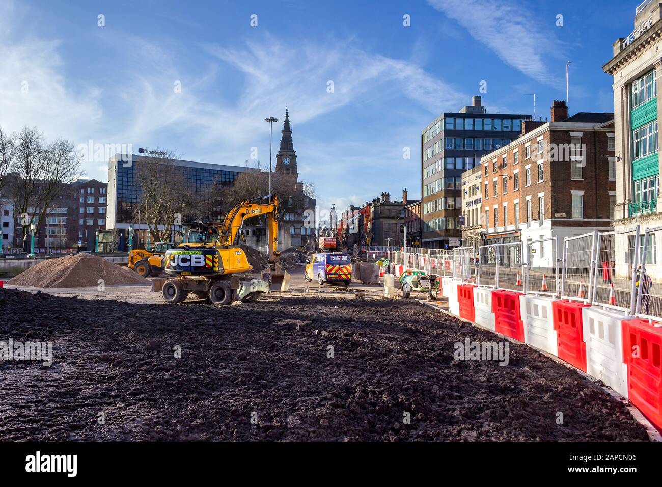 JCB digger on Churchill way flyover demolition works and construction ...