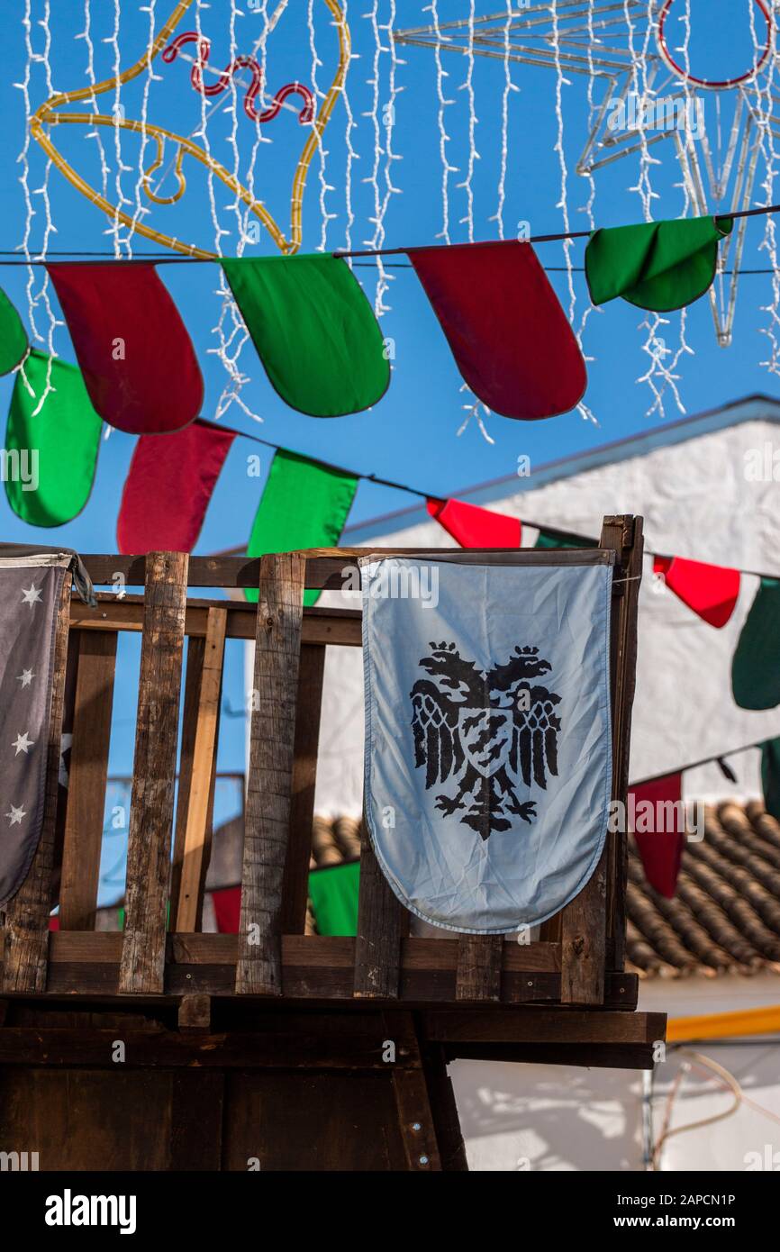 PADERNE, PORTUGAL - January 1st, 2020: Wooden medieval tower in a ...