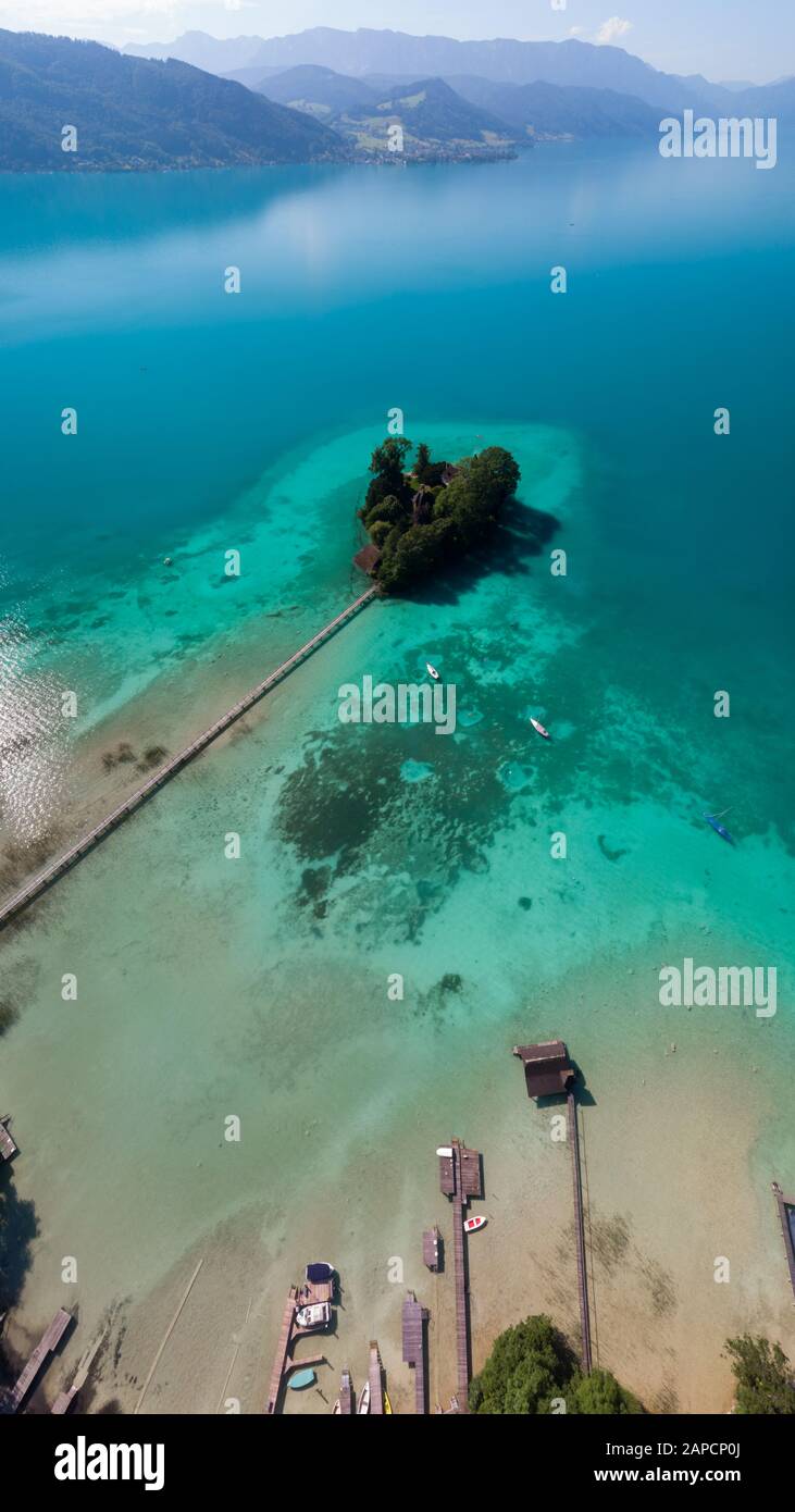 Panorama of the private island Castle Litzlberg (Schloss Litzlberg) on ...
