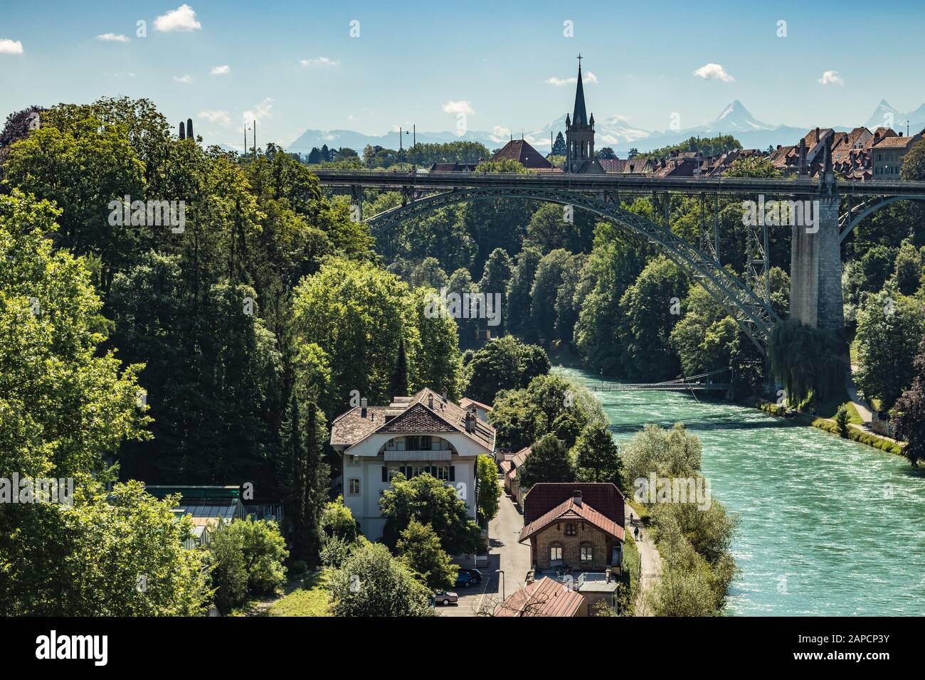 Bern, Switzerland - July 30, 2019: Panoramic view at sunny summer day ...