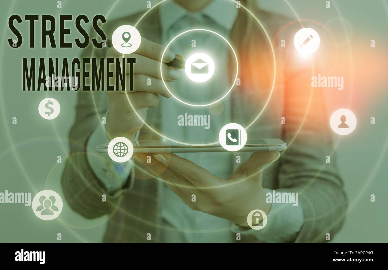 Writing note showing Stress Management. Business concept for method of ...
