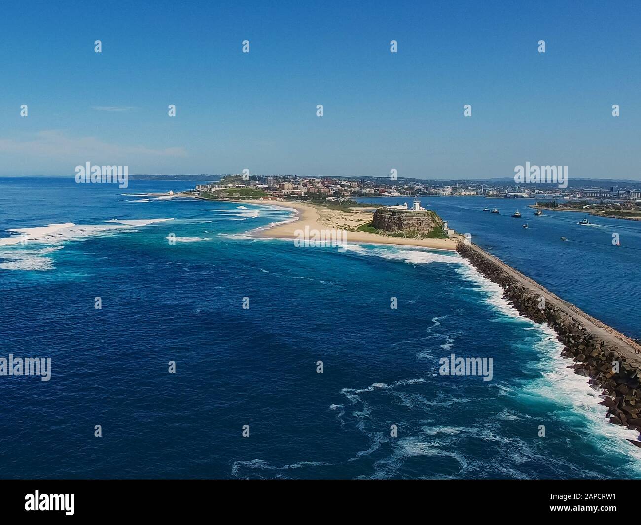 Newcastle nsw nobbys aerial hi-res stock photography and images - Alamy