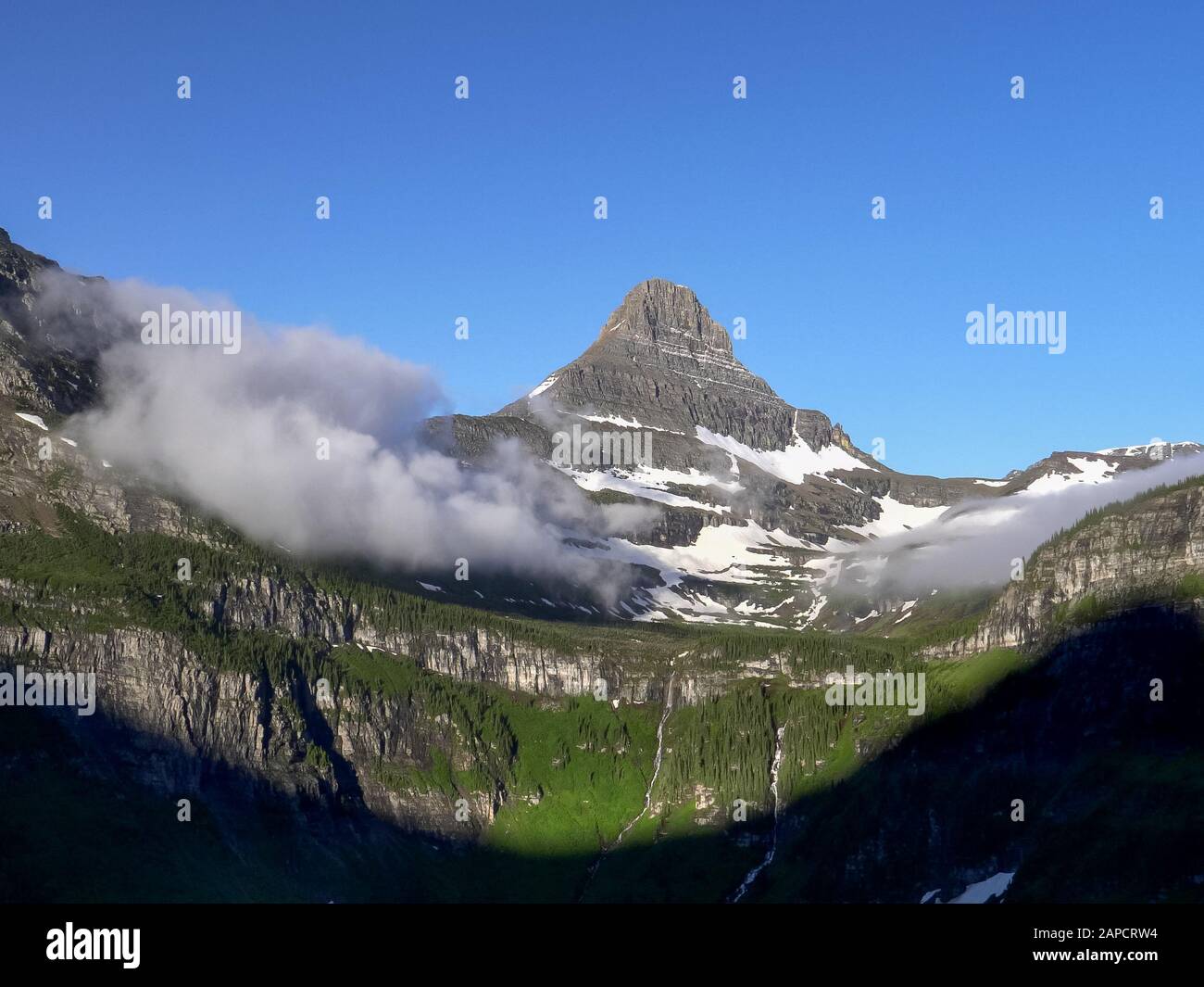 summer morning view of mount clements at glacier national park Stock ...