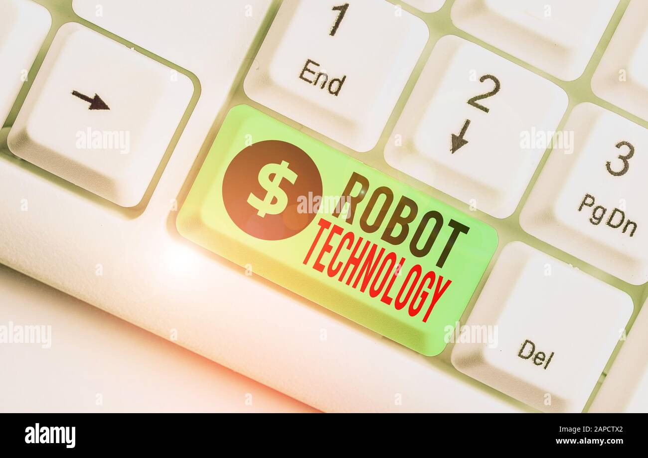 Writing note showing Robot Technology. Business concept for develop ...