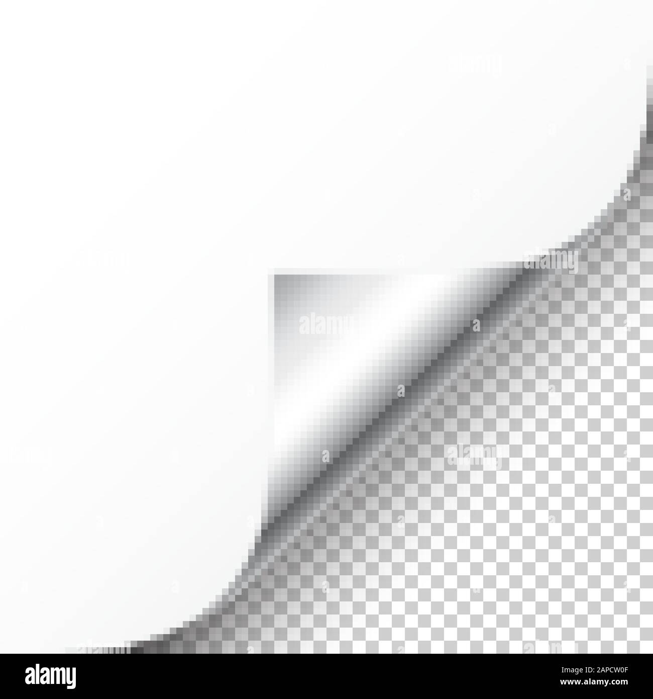 Realistic silver curled page corner with shadow on checkered background ...