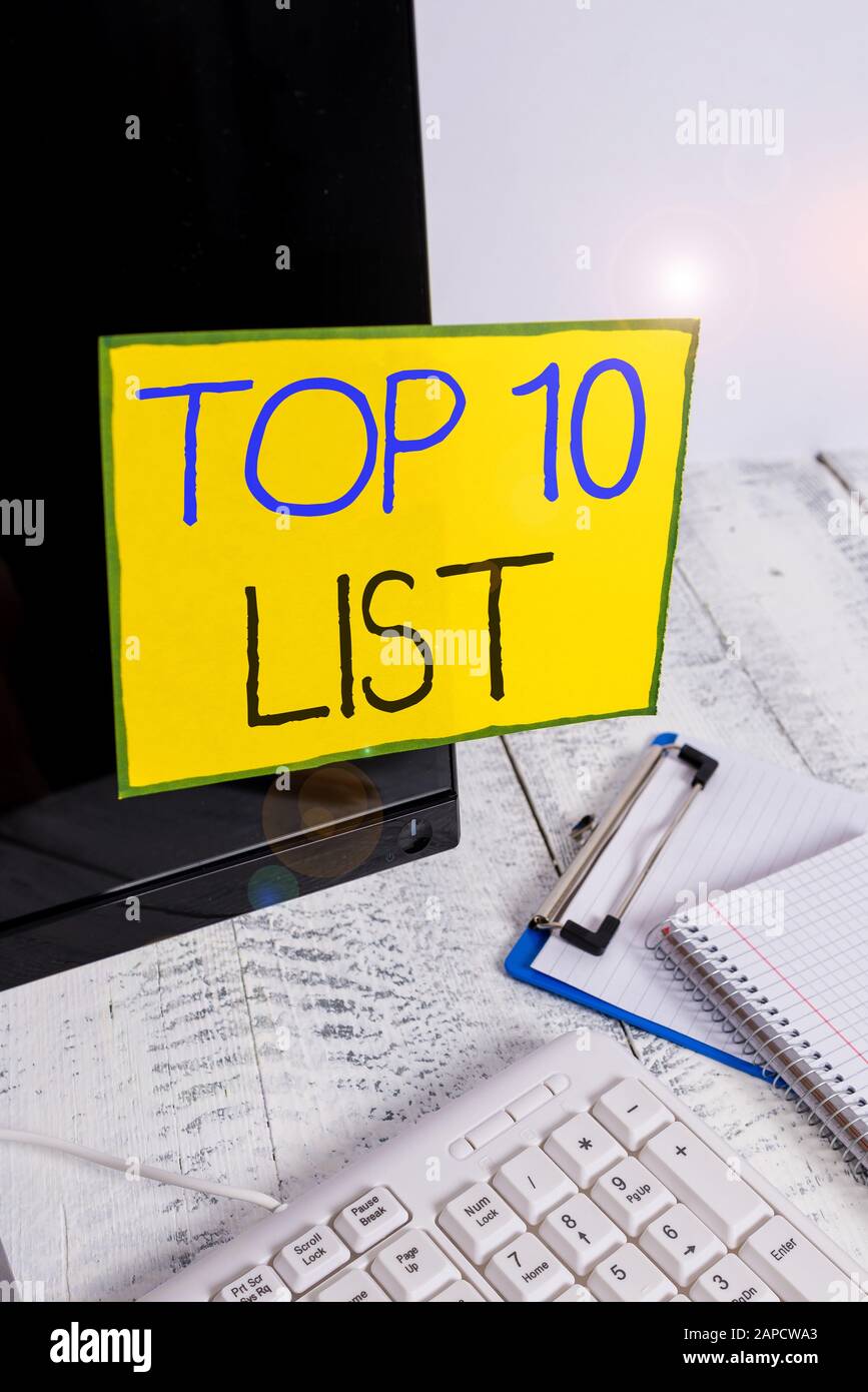 Word writing text Top 10 List. Business photo showcasing the ten most ...