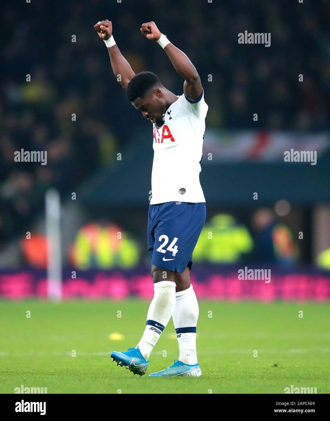 Tottenham Hotspur's Serge Aurier celebrates the victory at the end of ...