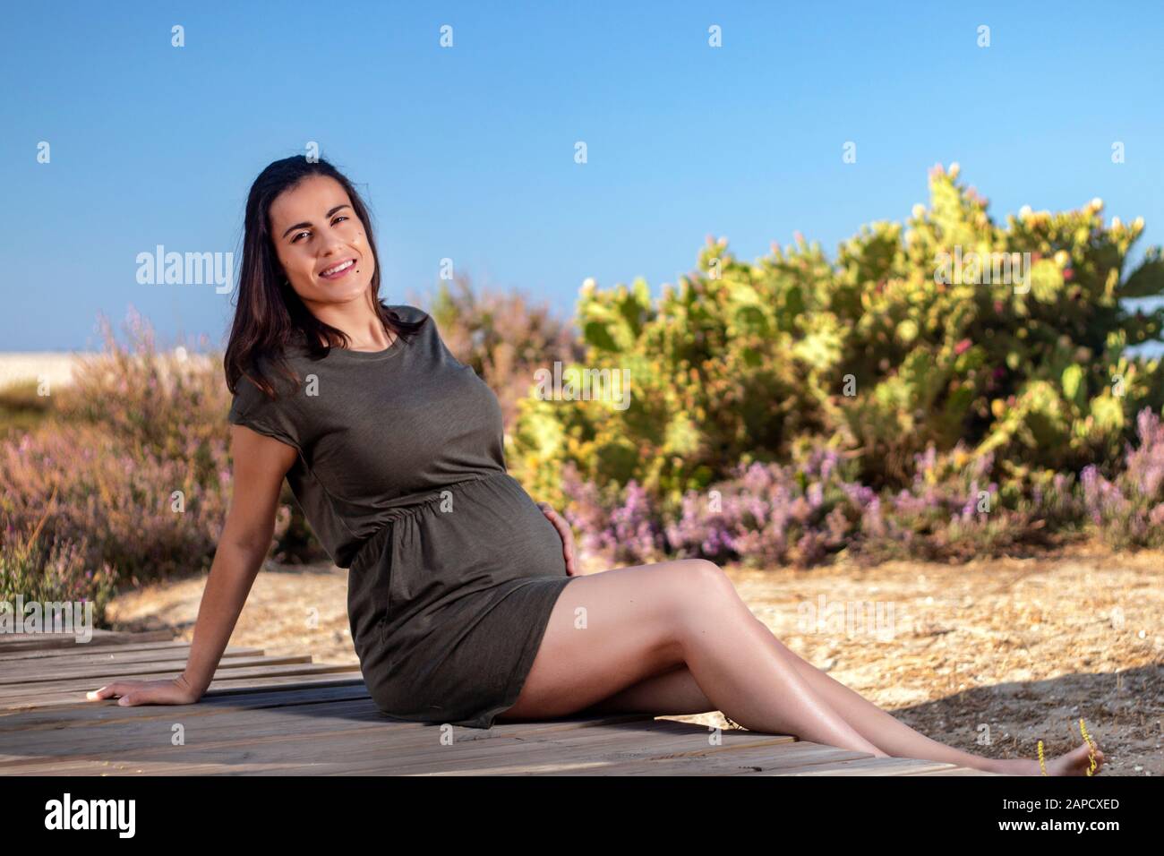 Pregnant woman poses dress hi-res stock photography and images - Alamy