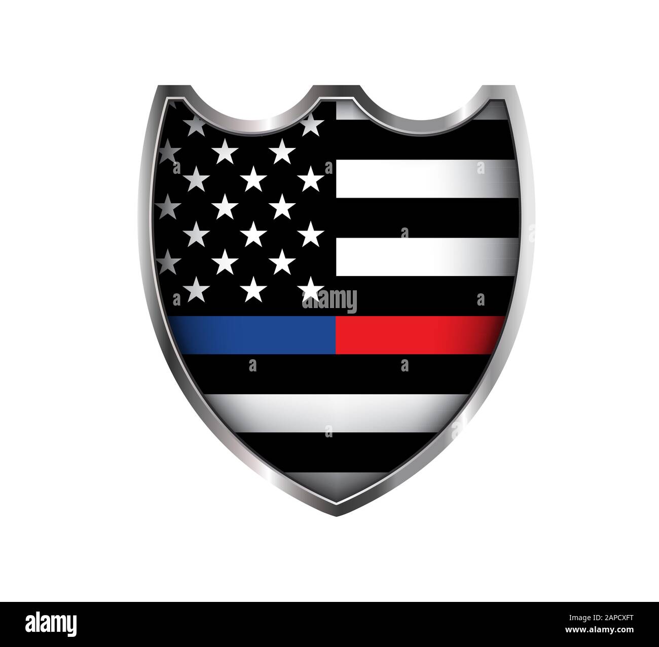 A police and firefighter American flag badge emblem illustration ...