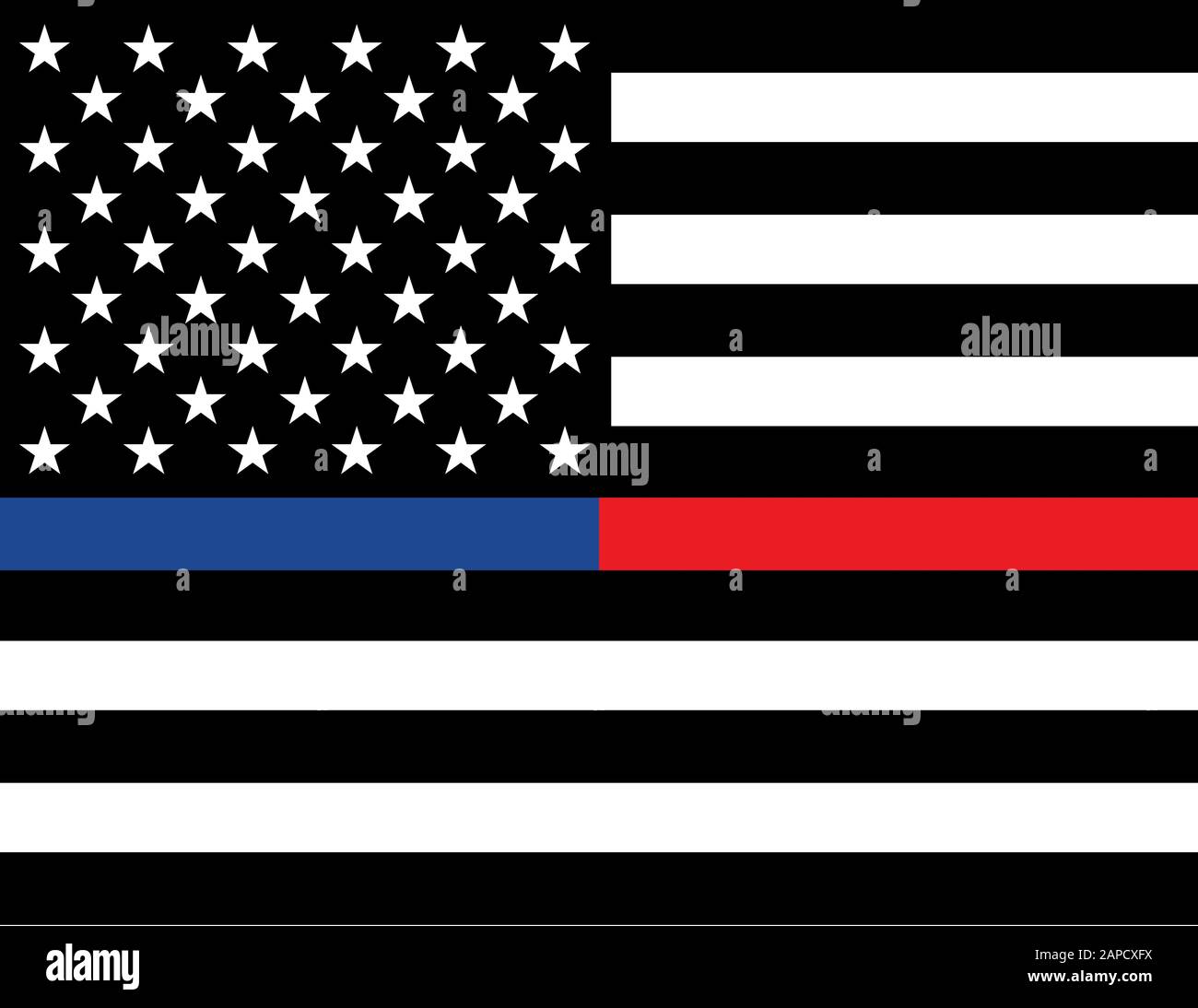 An American flag with Police and Firefighter stripes in the background ...