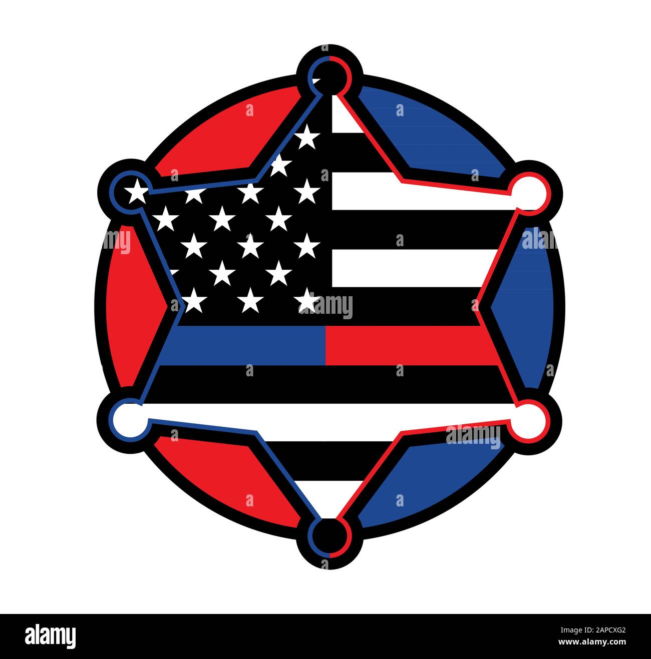 A police and firefighter star shaped badge illustration. Vector EPS 10 ...